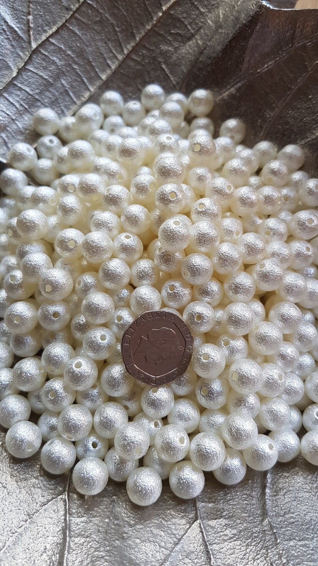 Textured Ivory Acrylic Pearl Beads: 6-14mm DIY Craft Supplies (100 ...