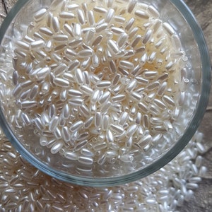 3x6mm Ivory Pearl Rice Beads(100/250/500 Beads) 1.5mm Hole for Beading ...