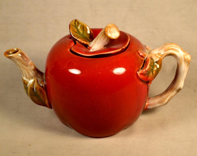 Apple Shaped Teapot Red Fruit Shape Majolica Ceramic - Etsy