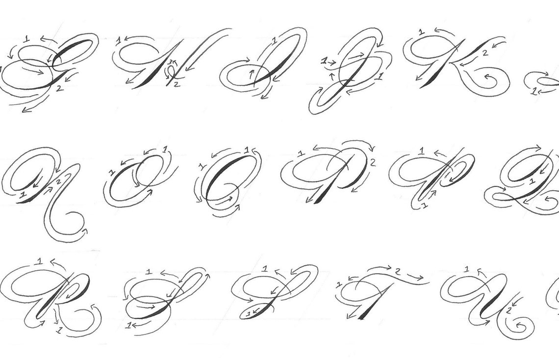 Spencerian Calligraphy Capitals Practice Sheets Ornamental - Etsy Canada