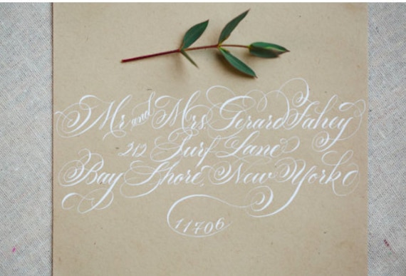Flourished Copperplate Calligraphy Wedding Script Envelope | Etsy
