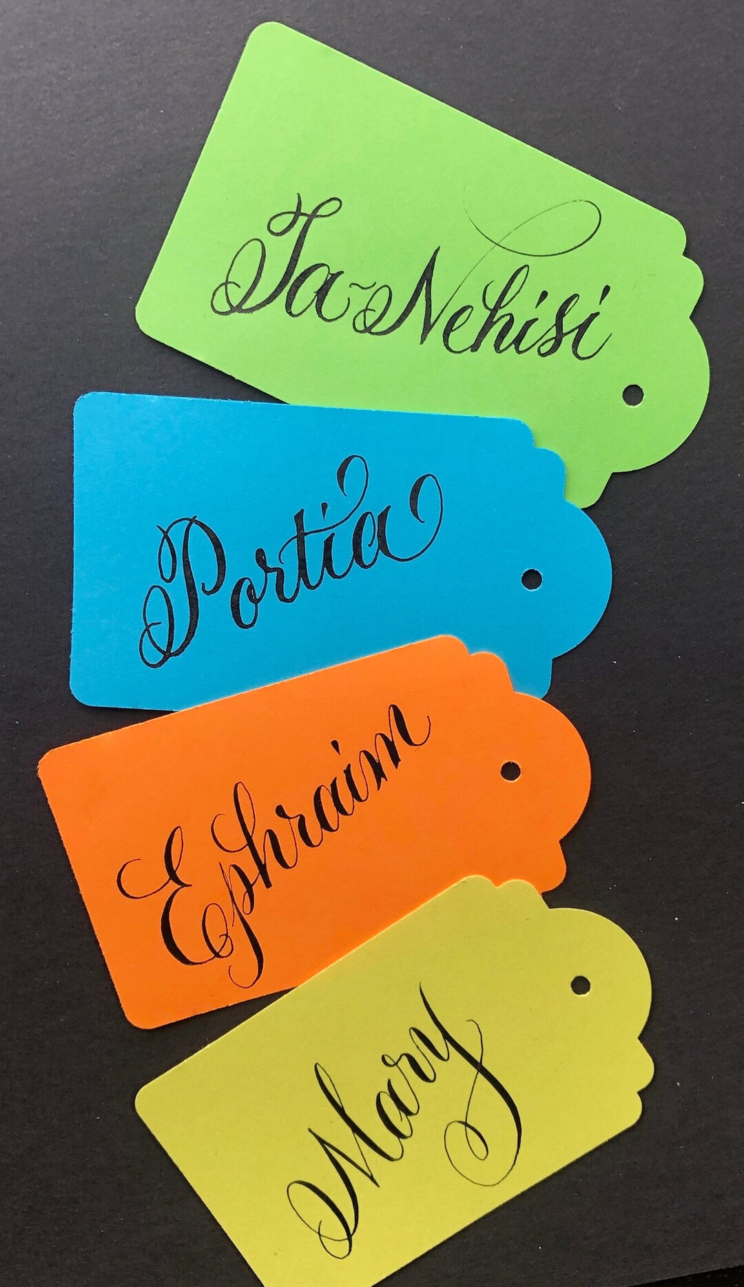 Black Ink Hand Lettered Calligraphy Name Tags Place Cards Party Favor ...