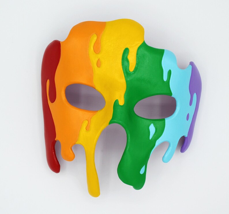 Rainbow Splat Costume Leather Mask - Made to Order - Carnival ...
