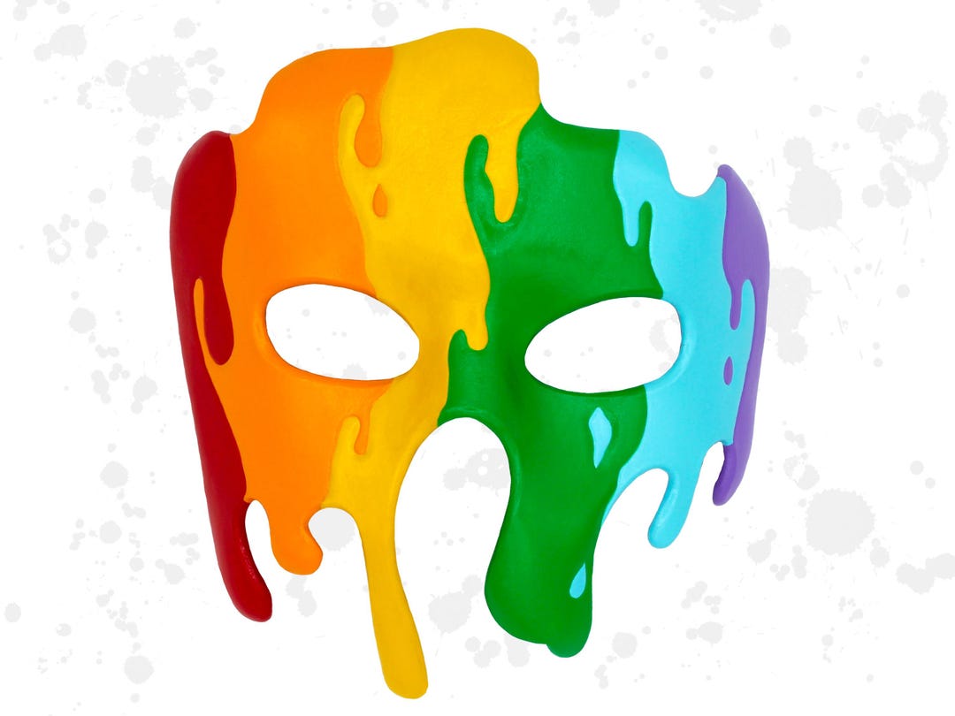 Rainbow Splat Costume Leather Mask - Made to Order - Carnival ...