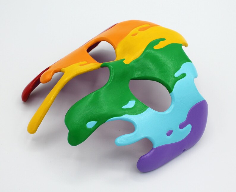 Rainbow Splat Costume Leather Mask - Made to Order - Carnival ...