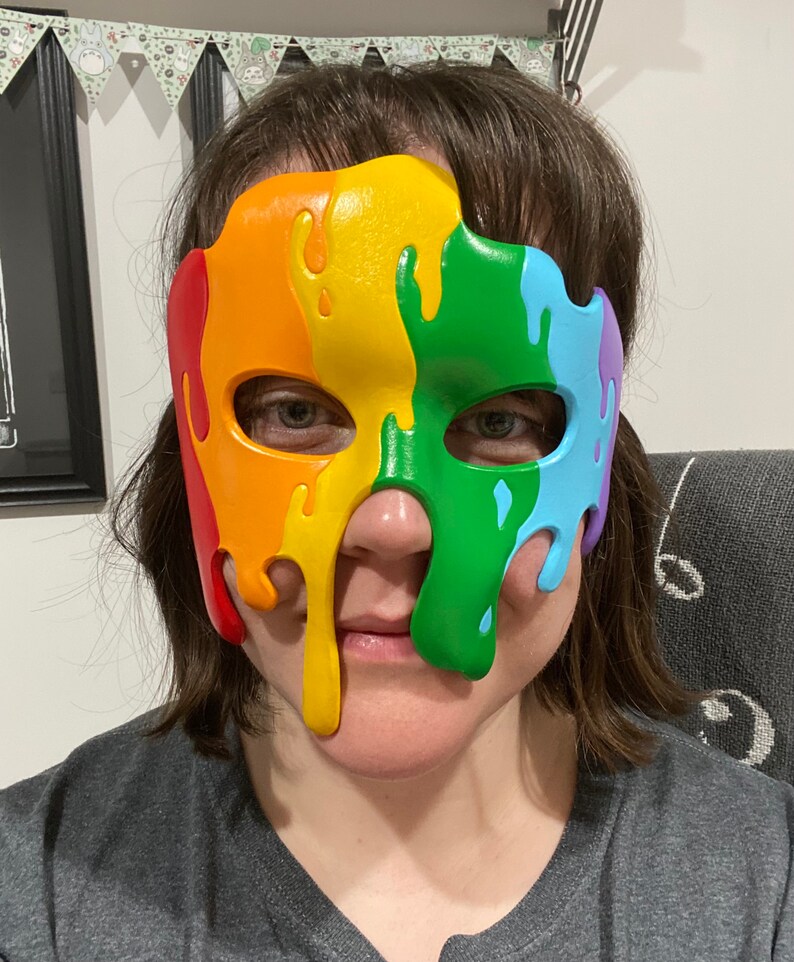 Rainbow Splat Costume Leather Mask - Made to Order - Carnival ...