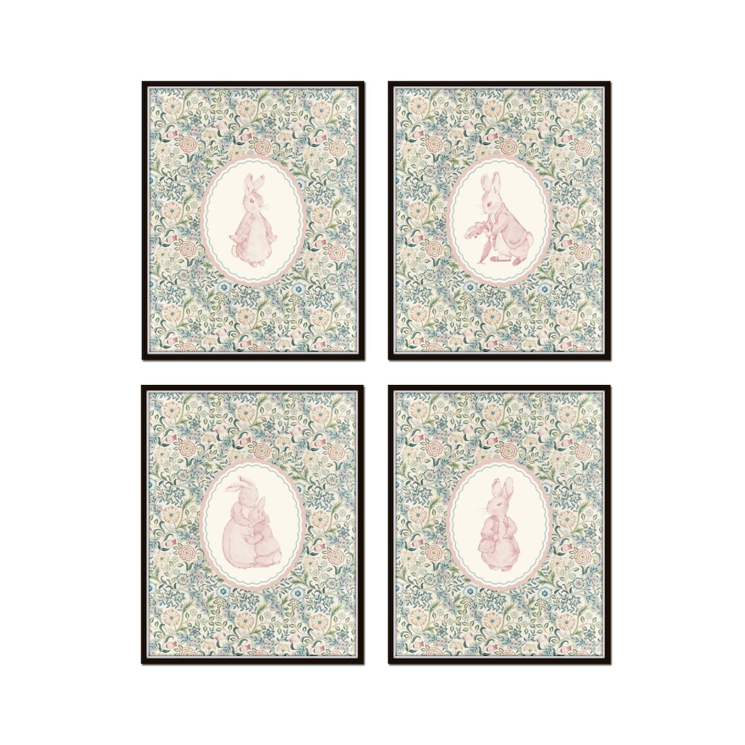 Peter Rabbit Collage Pink Set No. 6, Nursery Art Prints, Nursery Decor ...