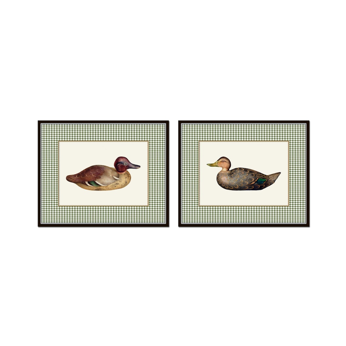 Vintage Wood Duck Decoys Collage Print Set, Giclee Art Print, Hunting ...