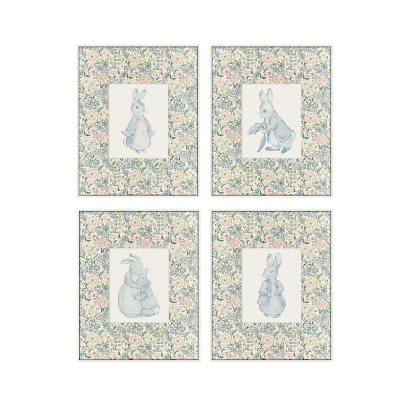 Peter Rabbit Collage Blue Set No. 1, Nursery Art Prints, Nursery Decor ...