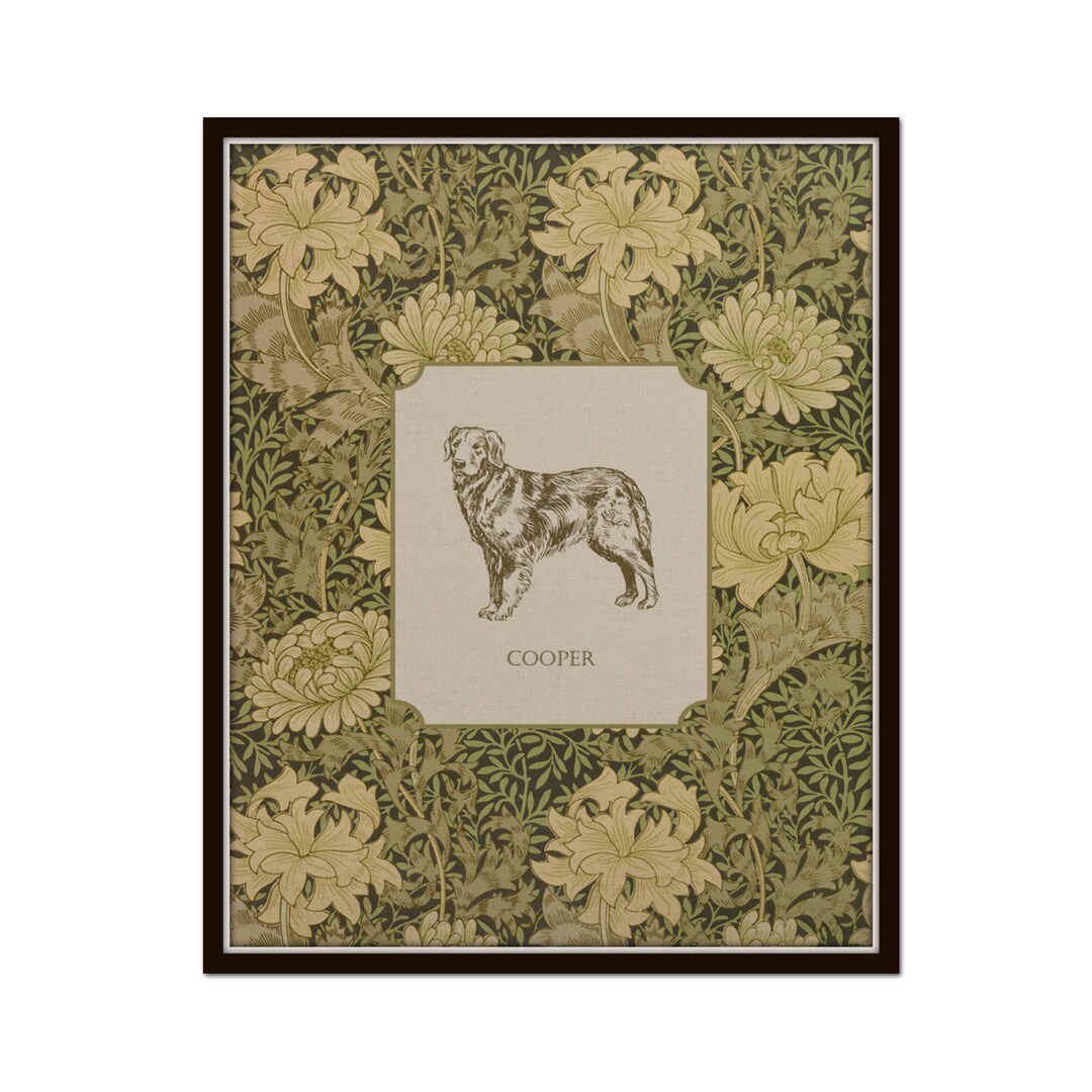 Personalized Golden Retriever Dog Art, William Morris Textile Print ...