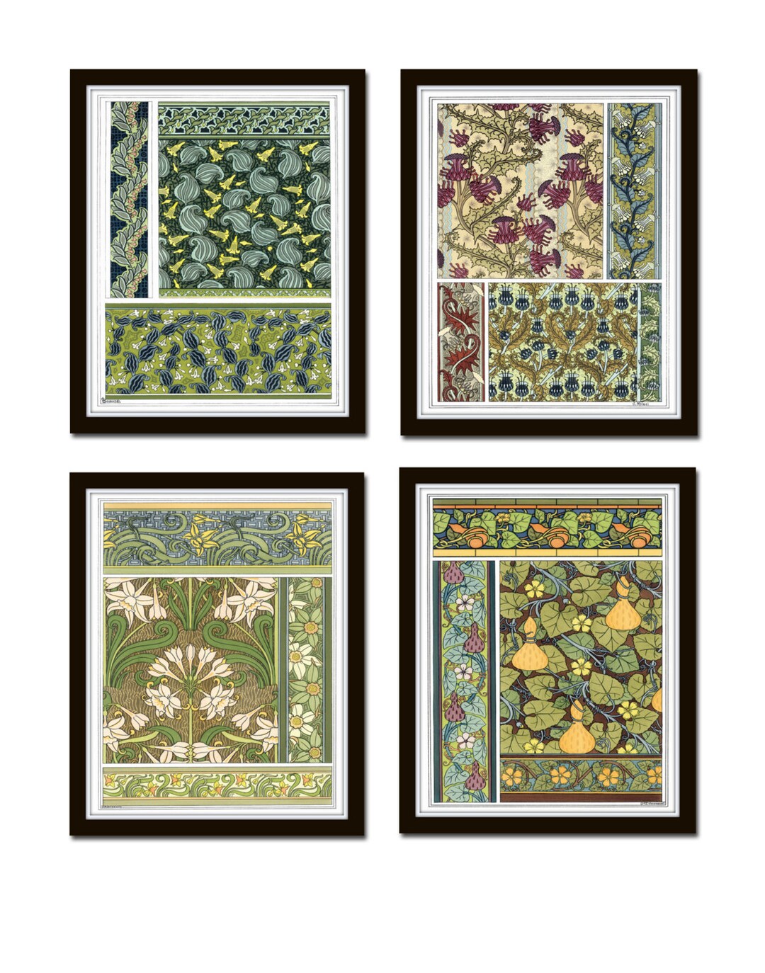Art Nouveau Print Set No. 1, Giclee, Art, Botanical Art, Print Set ...