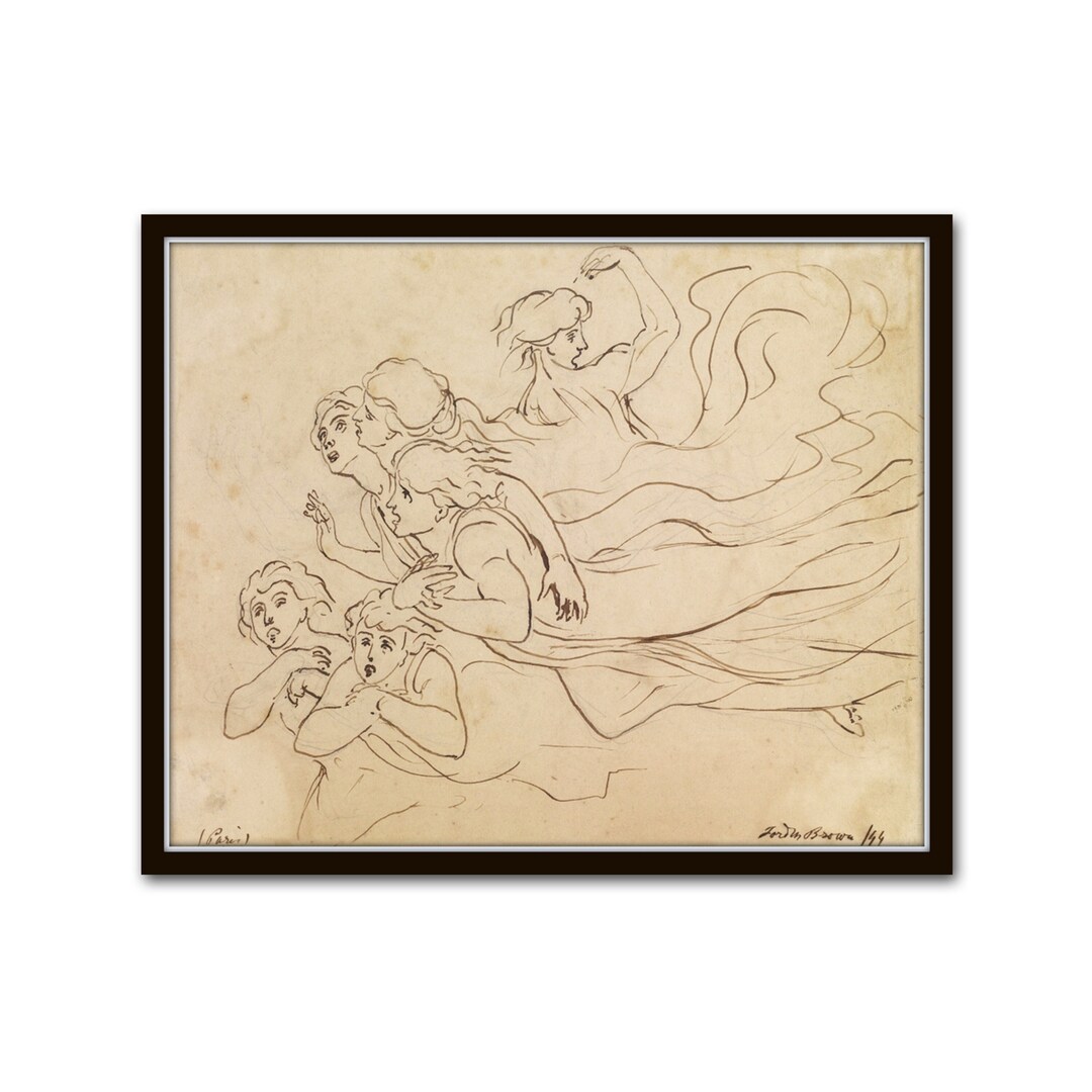 French Sepia Etching, Ascending Angels Art Print, European Vintage ...