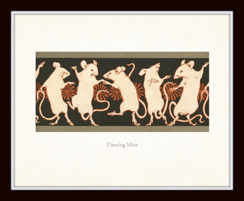 Art Nouveau Dancing Mice Print, Giclee, Art Prints, Wall Art, Art ...