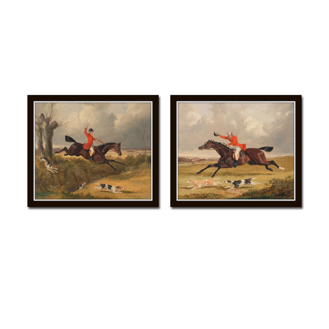Fox Hunting Print Set No. 1, Giclee, Wall Art, Vintage Horse Prints ...
