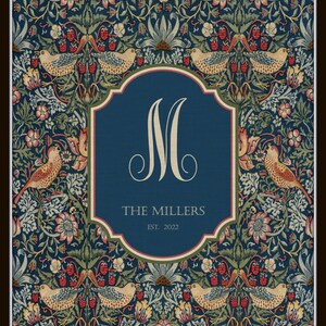 Personalized William Morris Monogram Print, Custom Monogram Print ...