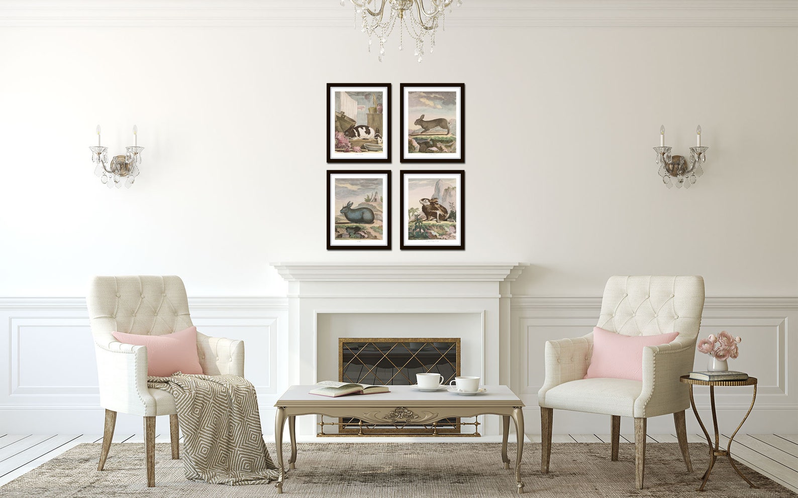 French Rabbits Print Set No. 1 Vintage Rabbit Prints Giclee - Etsy