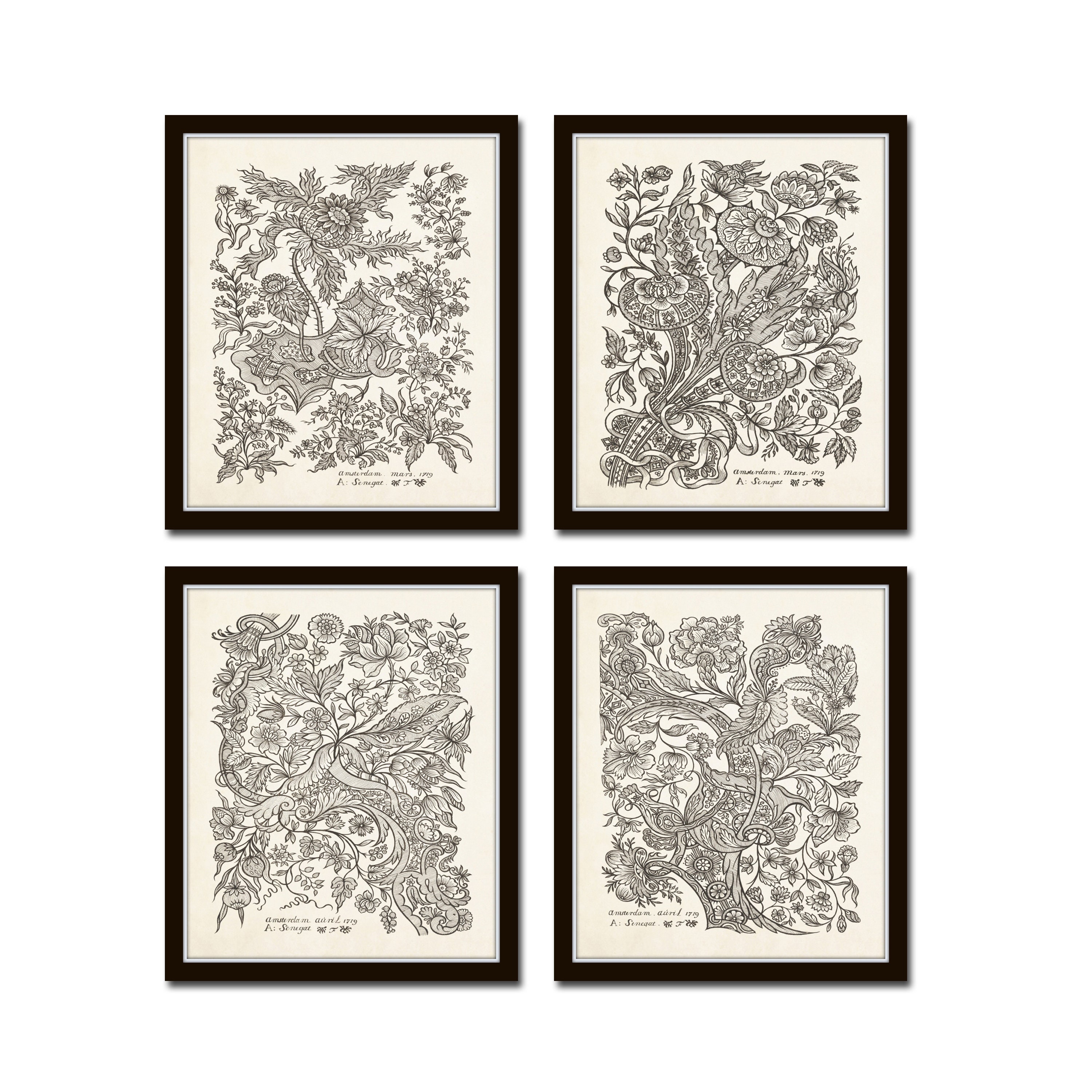 Vintage Textile Designs Print Set Botanical Prints Giclee | Etsy