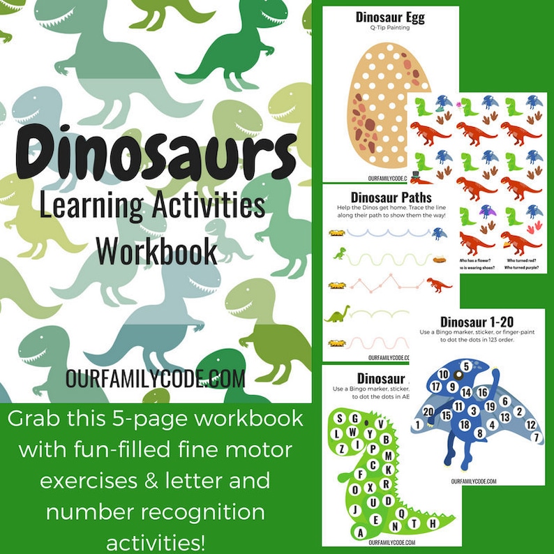 Dinosaurs Learning Activities Workbook for Preschoolers - Etsy