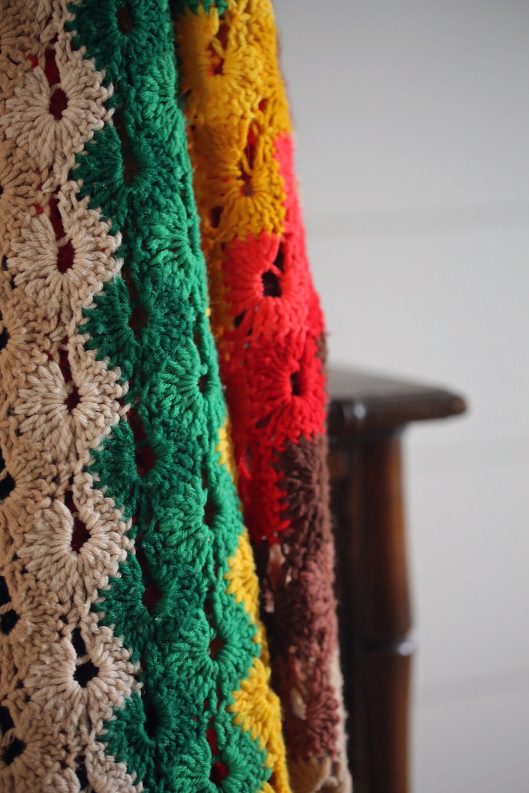 Vintage 1960s Multi Color Crochet Throw Blanket Shell Design - Etsy