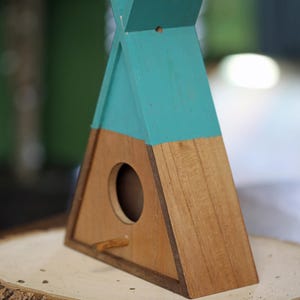 Hand-painted Teepee Birdhouse – Boho Triangle Bird House – Mid-century ...