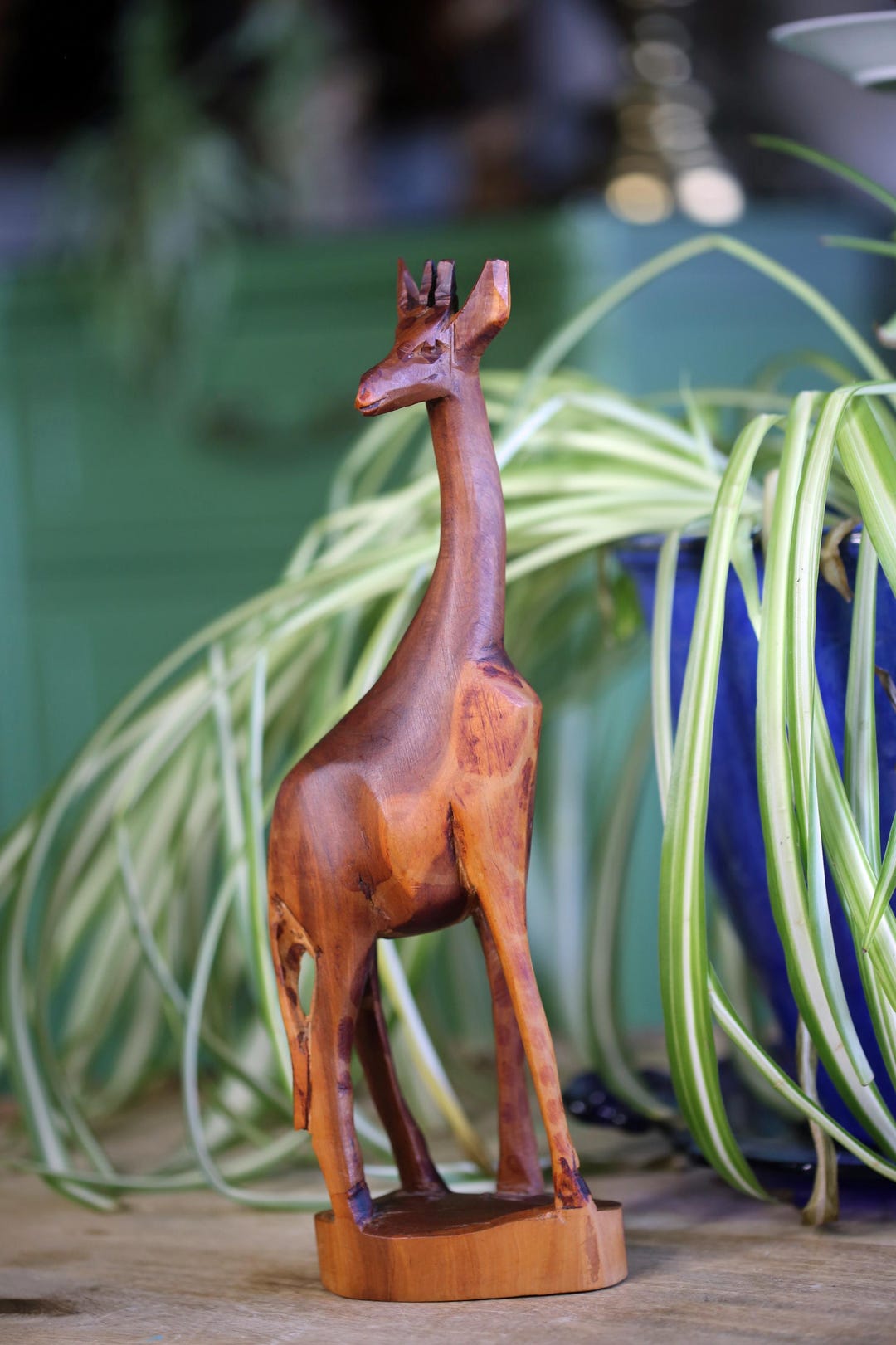 Hand Carved Wood Giraffe | Boho Safari Decor | African Animal Figurine ...