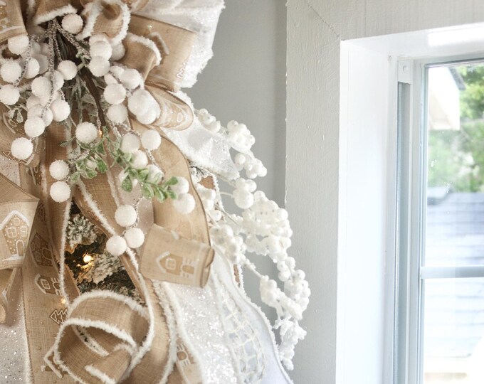 Luxury Gingerbread House Christmas Tree Topper: White Winter Wonderland ...