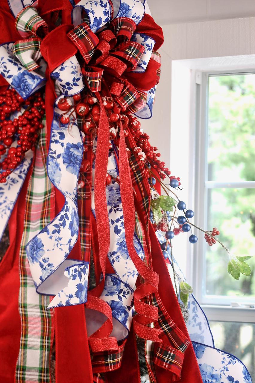 Elegant Chinoiserie Christmas Tree Topper Large 9-12 Foot Tree, Blue ...