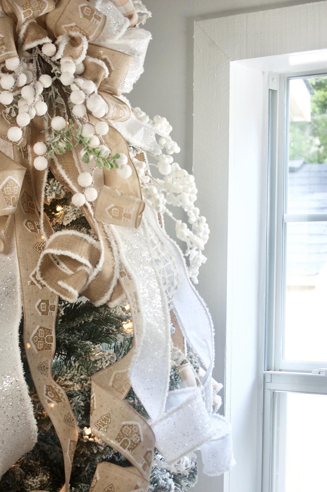 Luxury Gingerbread House Christmas Tree Topper: White Winter Wonderland ...