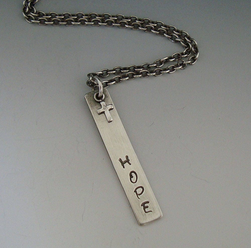 Hope Necklace, Silver Bar Necklace, Sterling Necklace, Handmade ...