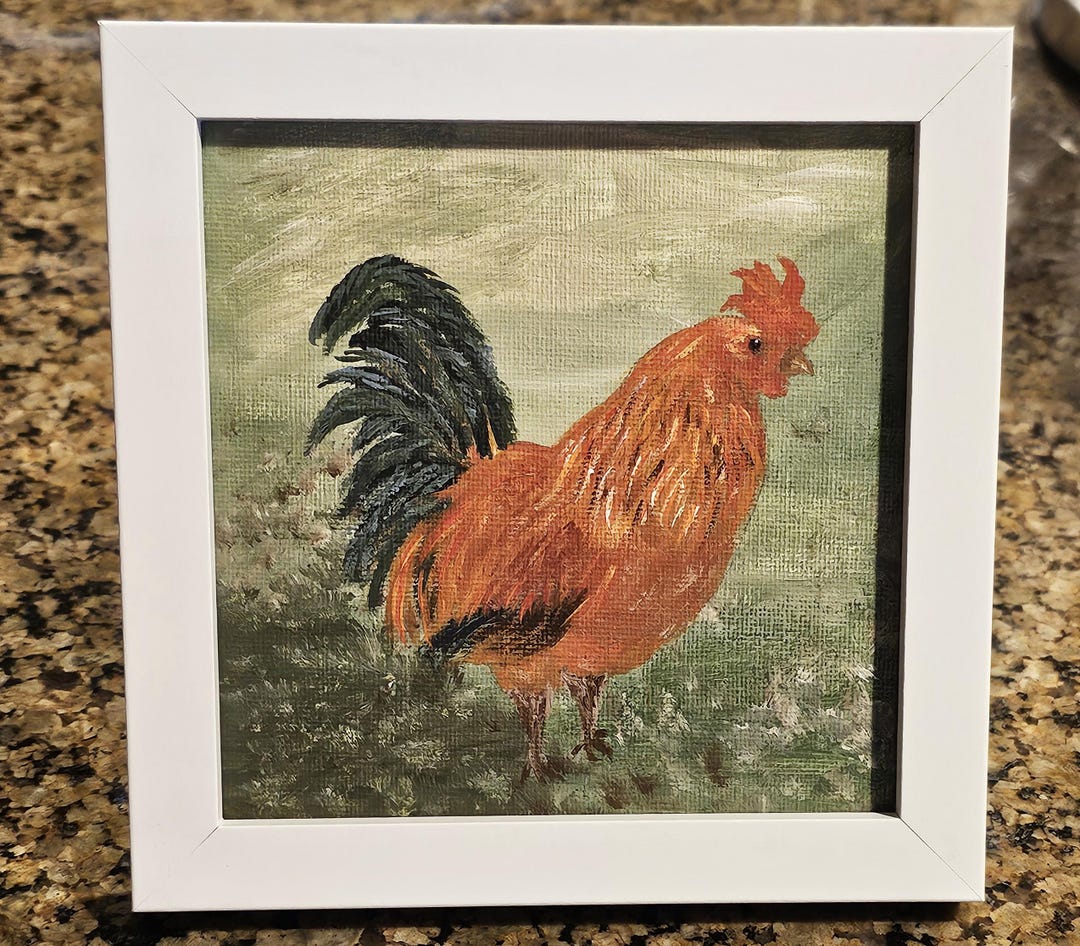 Hand Painted Rooster Original: Roster Farmhouse Decor, Roaster Painting ...