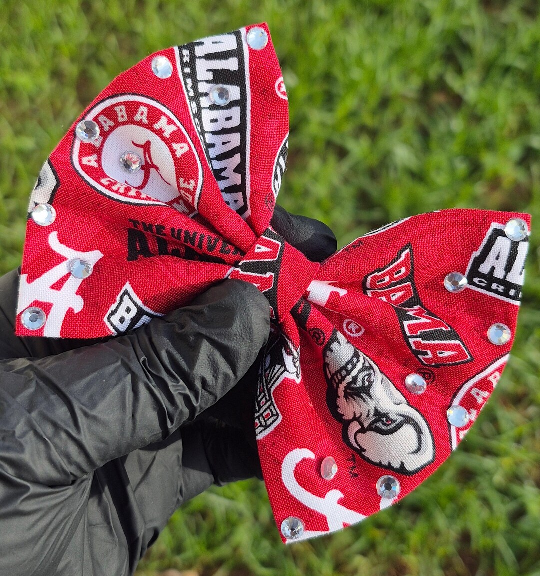 Alabama Inspired Crimson Tide Hair Bow: Rhinestone Alligator Clip ...