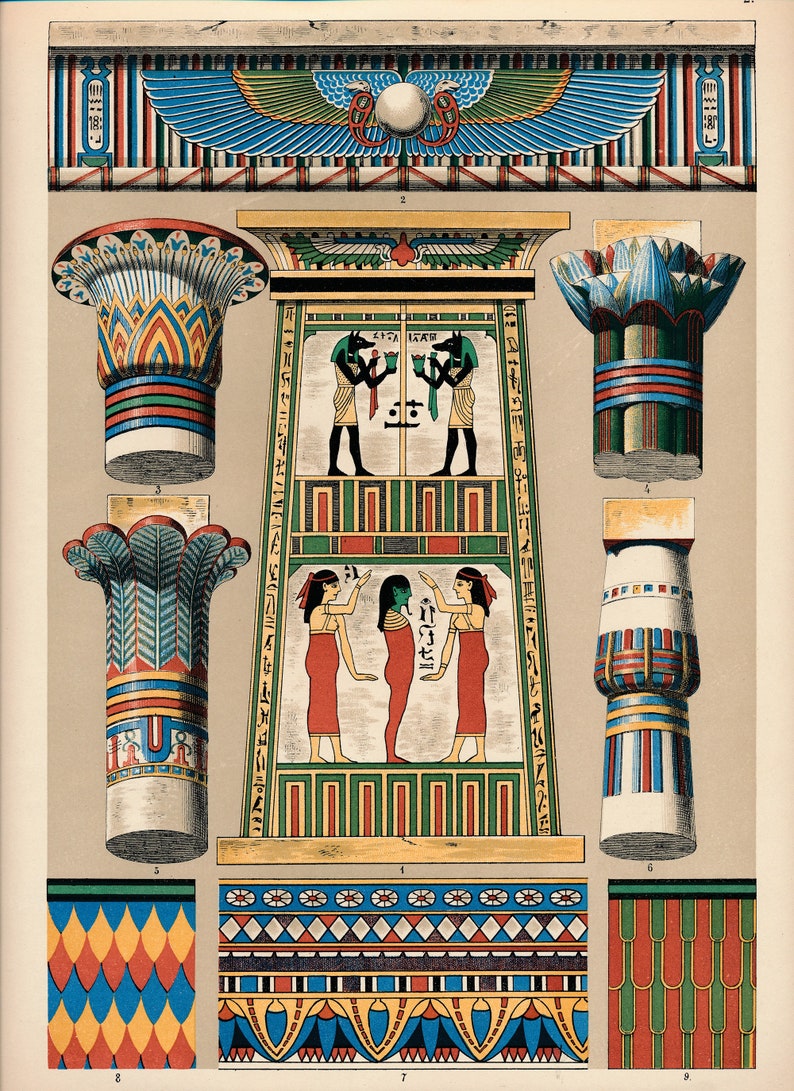 Set With 9 Egyptian Templates, Patterns and Borders, Digital Download ...