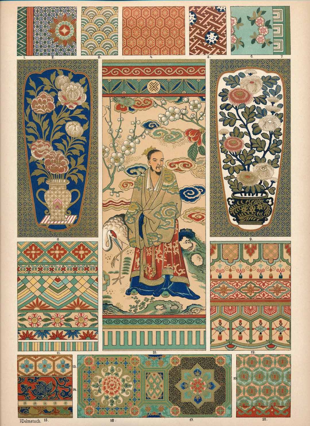 Set of 18 Japanese Templates, Patterns and Symbols From Painting and ...