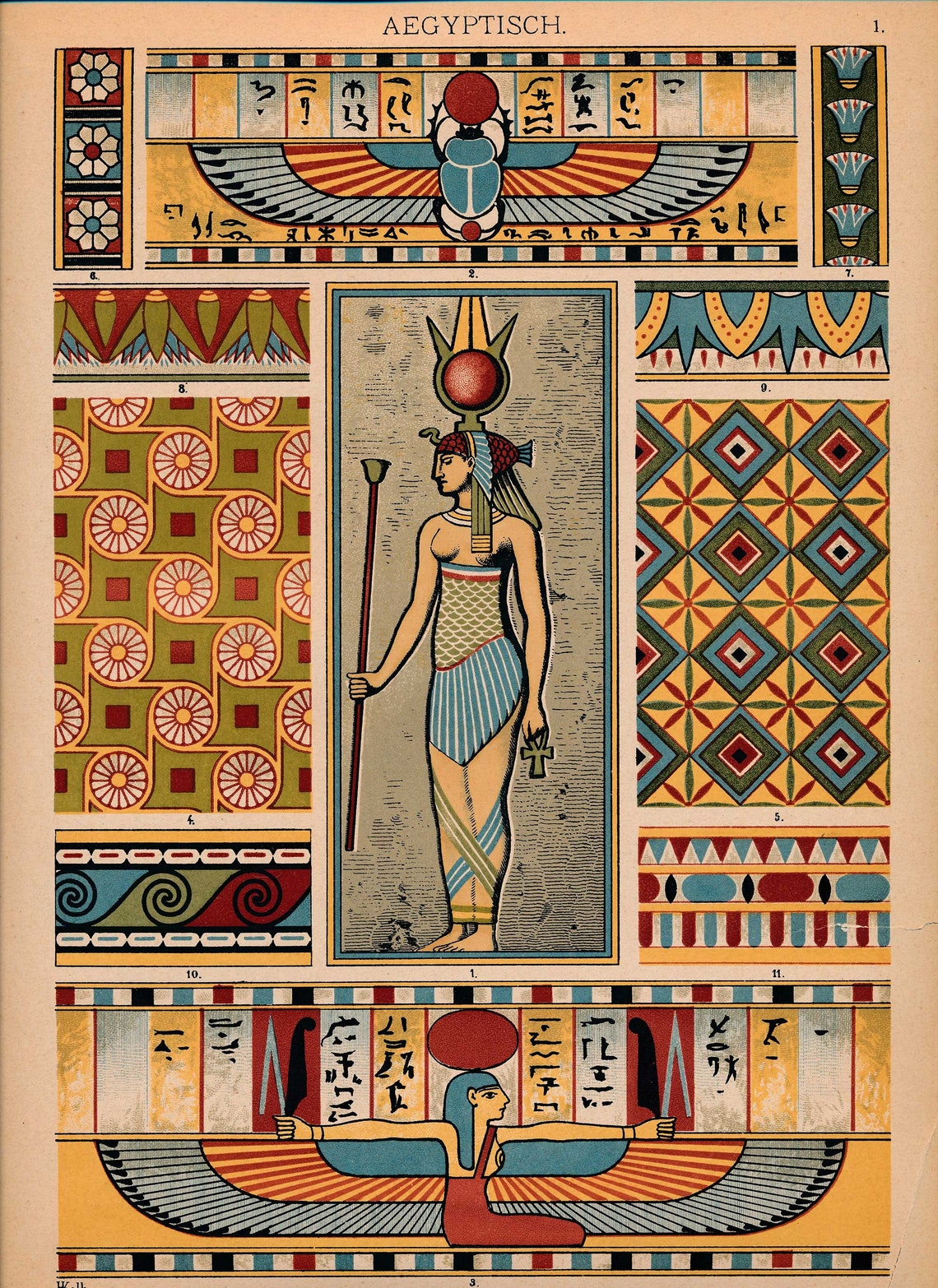 Set of 11 Egyptian Templates, Patterns and Symbols From Painting and ...