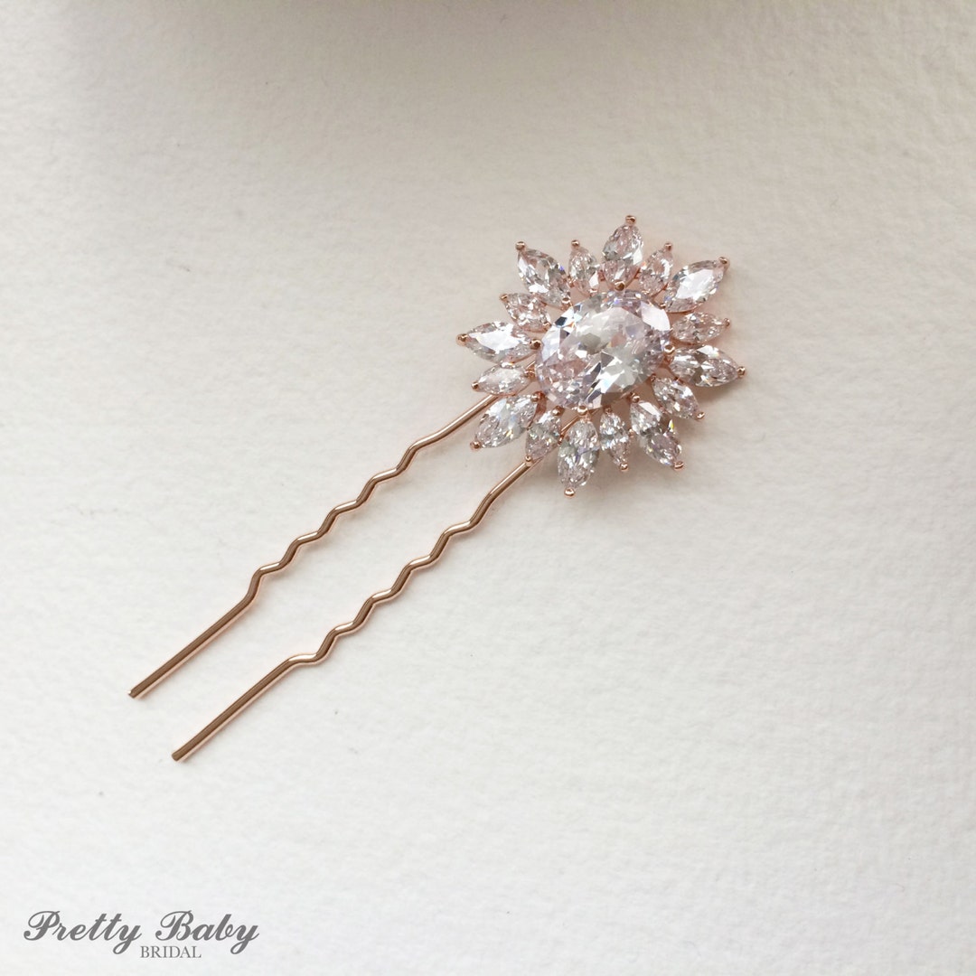 Rose Gold Regency Art Deco Bridal Hair Pin Art Deco Crystal - Etsy