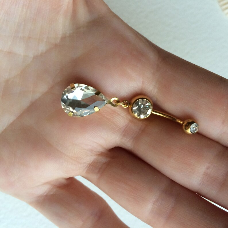 Crystal Belly Ringgold Belly Ring Rhinestone Belly Ring | Etsy