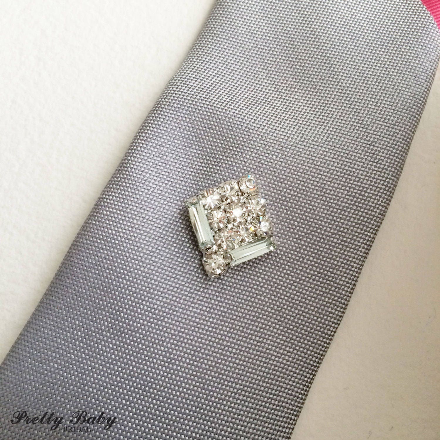 Wedding Tie Tack Art Deco Lapel Pin Tie Tack Rhinestone | Etsy