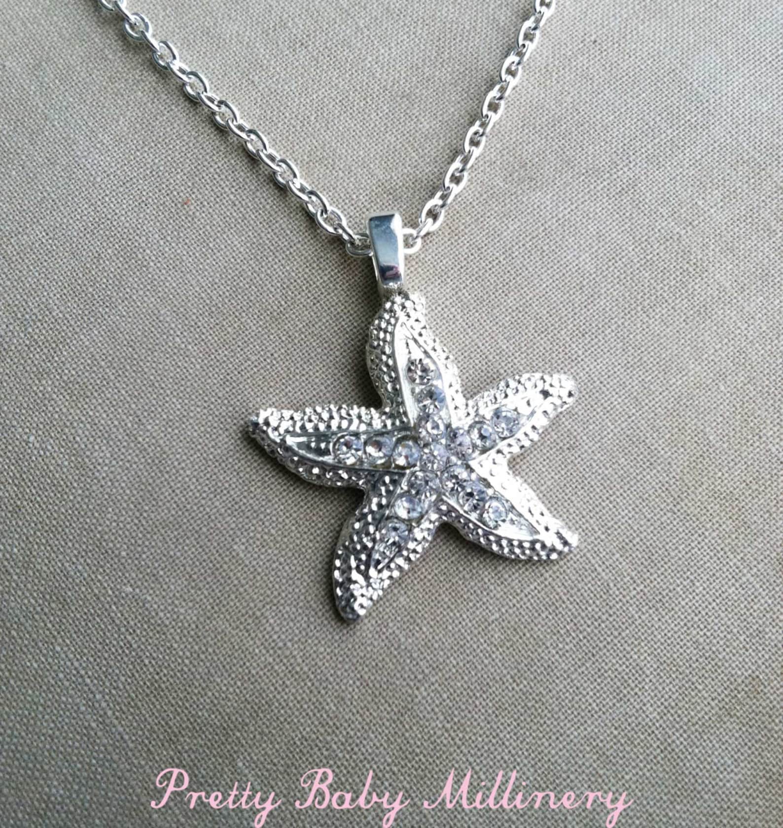 Starfish Necklace Sterling Silver Beach Wedding Necklace - Etsy