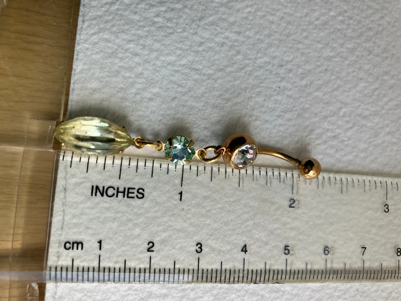 Gold Belly Ring Long Dangle Chain Yellow - Crystal Belly Ring, Green ...