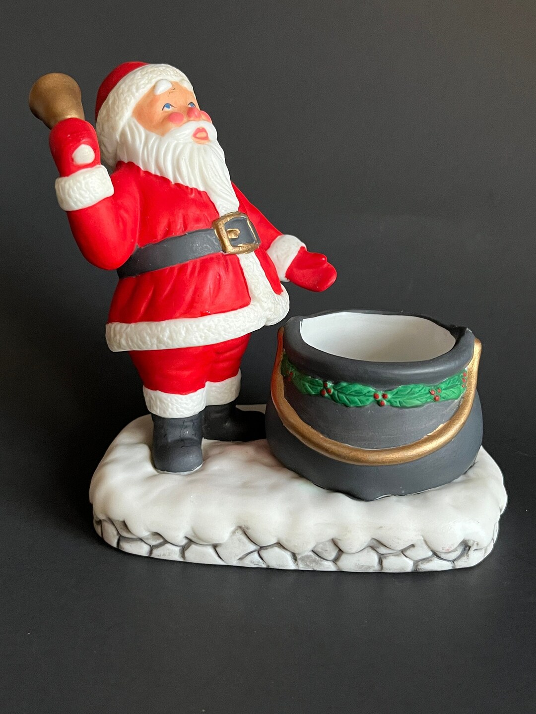 Artmark Vintage Christmas Santa Ringing Bell Votive Workman - Etsy