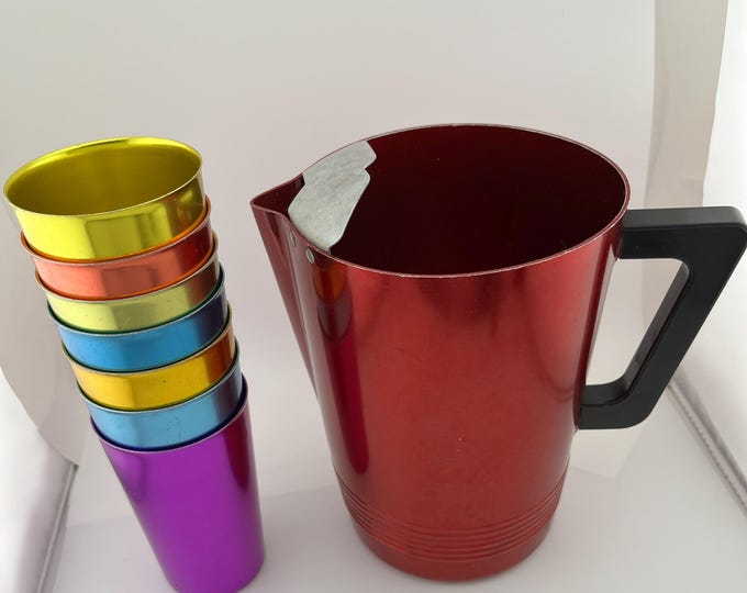 Regal Aluminium Pitcher With 8 Bascal Italy Aluminium Tumblers 4 1/2 ...