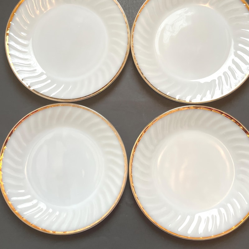 Gold Rim Fire King Plates - Etsy