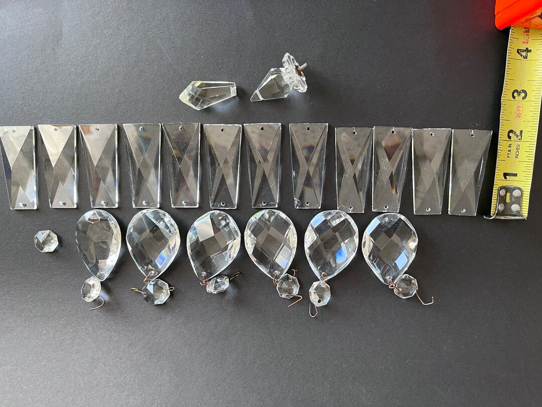 Vintage Antique Teardrop Prisms 2 Inch With 2 1/4 Inch Pyramid Oblong ...