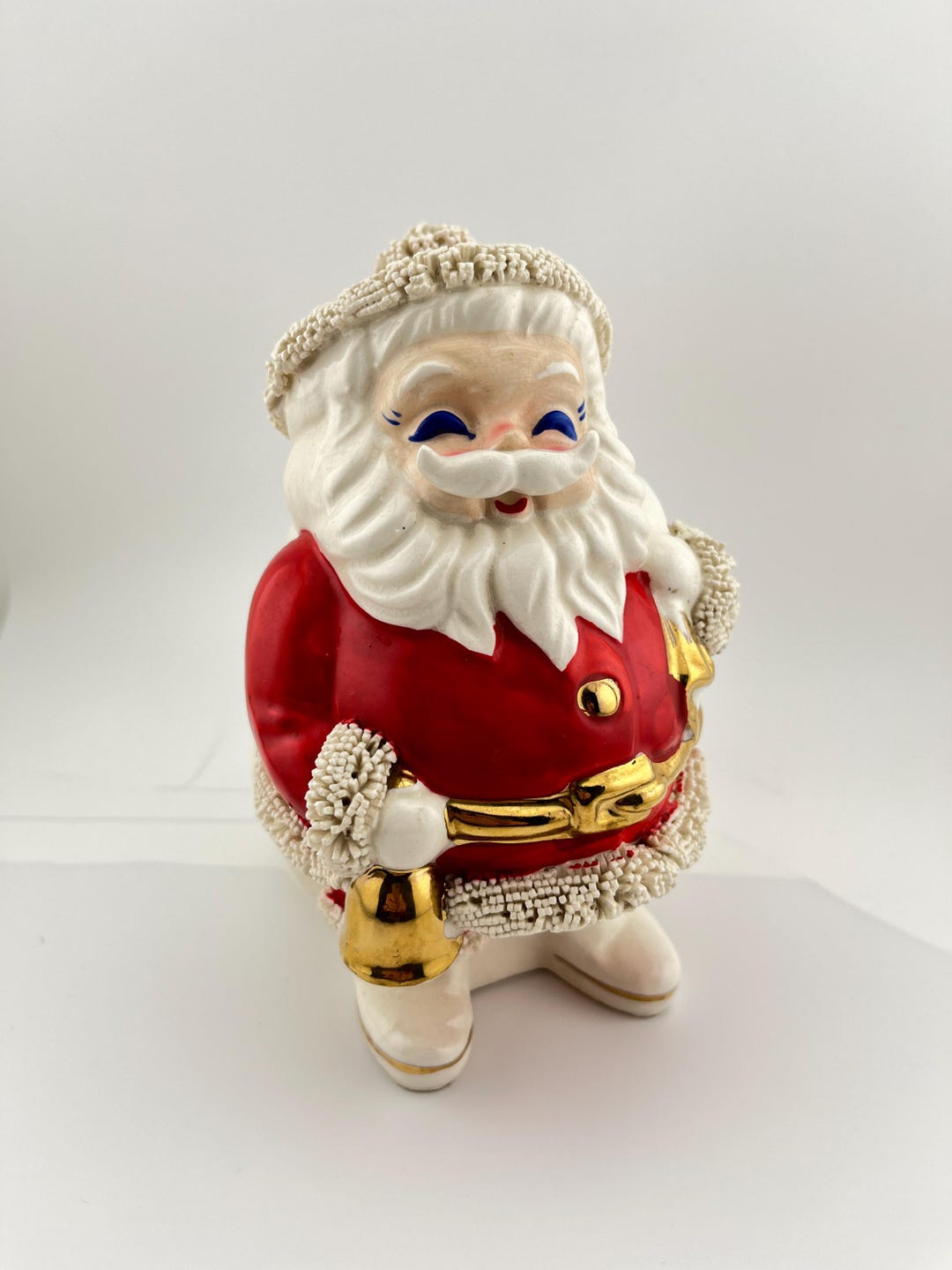 Vintage Santa With Toy Bag Bank Blue Eyes Spaghetti Trim Japan - Etsy