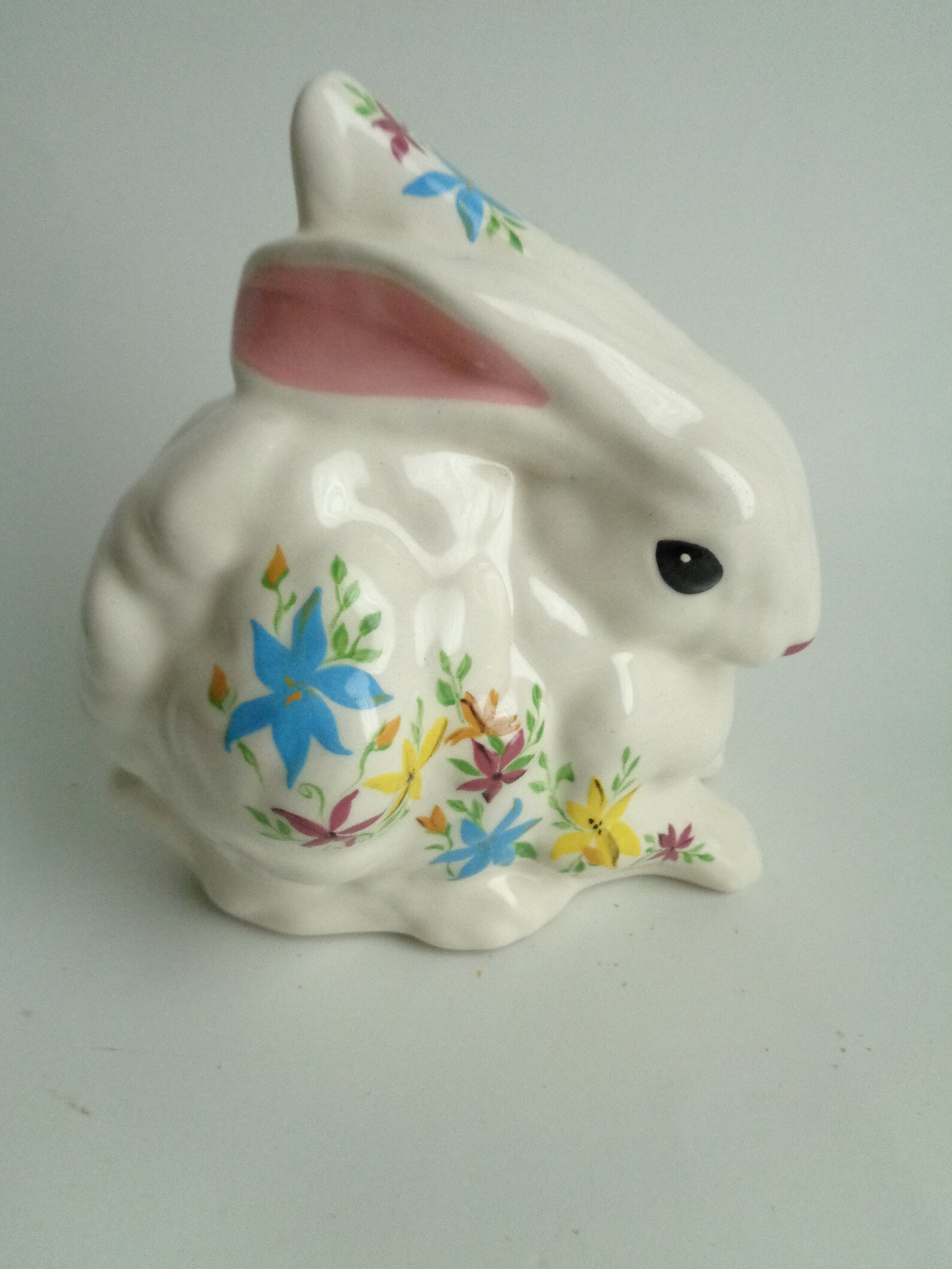 Vintage Bunny Easter Rabbit Ceramic Bank Floral Flower Accents | Etsy