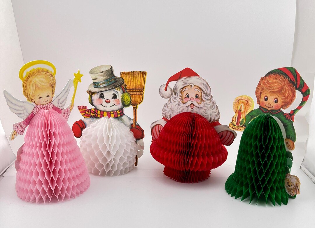 Beistle Christmas Honeycomb Foldouts Snowman Santa Elf Angle 5 Inch ...