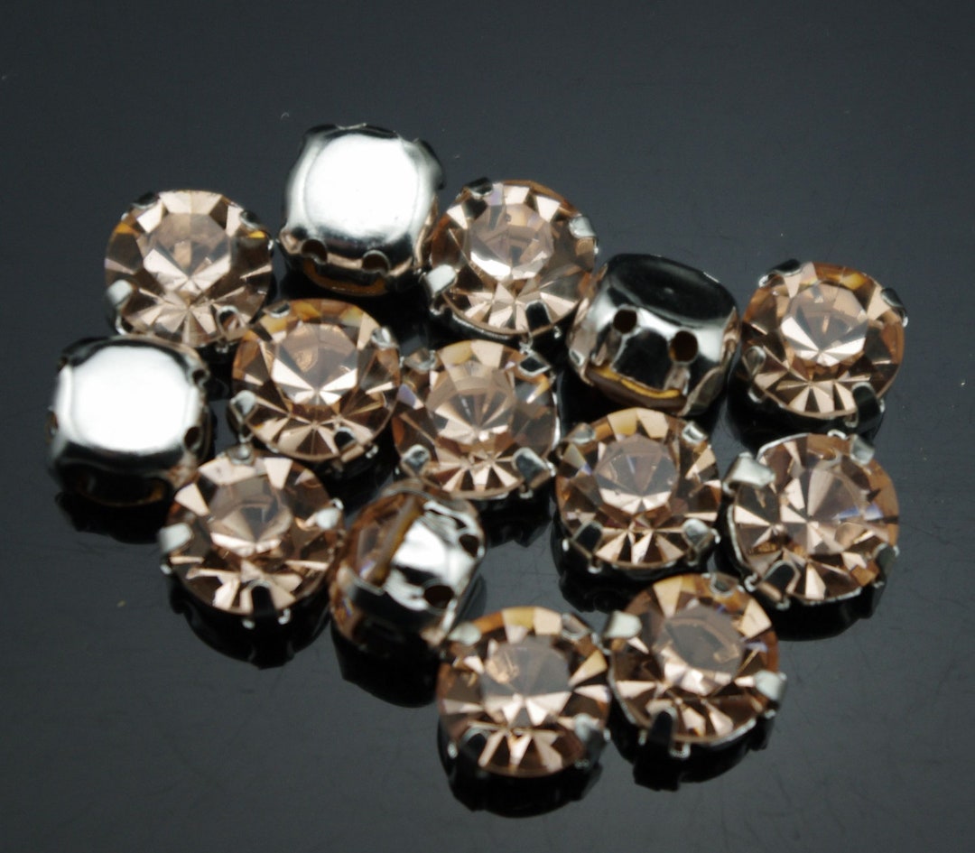 100 Pcs SS40 8mm Light Peach Loose Sew on Rhinestones Grade A Glass ...