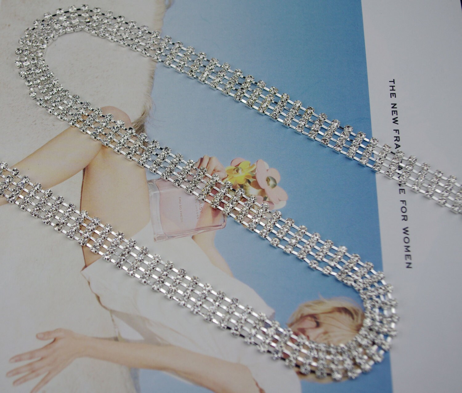 4 Rows 3 Feet 1 Yard Ss12 3mm Clear Crystal Silver Plated Rhinestone