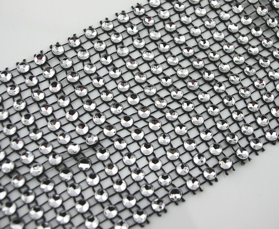 12row Rhinestone Mesh Ribbon Black Diamante Wedding Table | Etsy