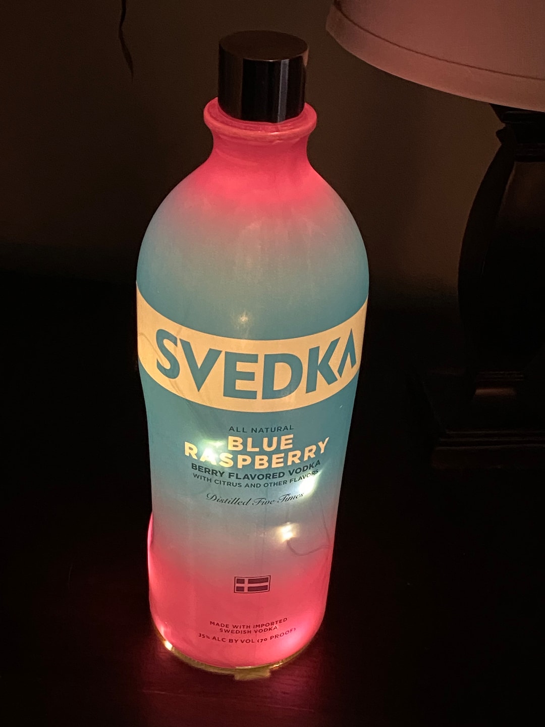 Svedka Blue Raspberry 1.75L Bottle Lamp Pink Blue Battery - Etsy
